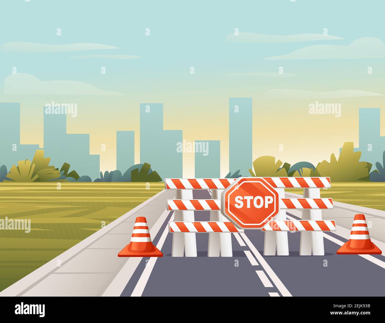 Stop sign sky trees Stock Vector Images - Alamy