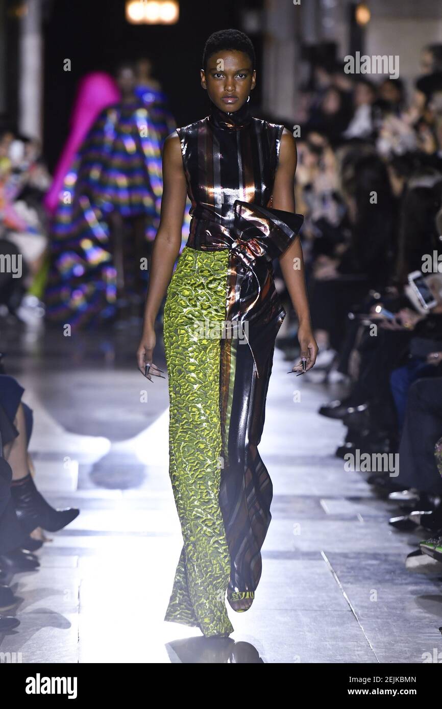 Model walks on the runway at the Mark Fast fashion show during Fall ...