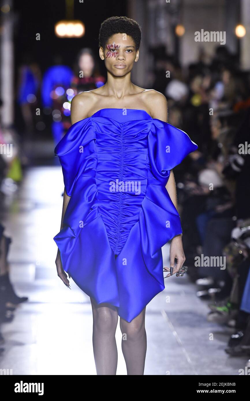 Model walks on the runway at the Mark Fast fashion show during Fall ...