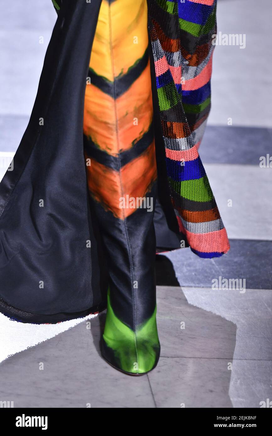 Model walks on the runway at the Mark Fast fashion show during Fall ...