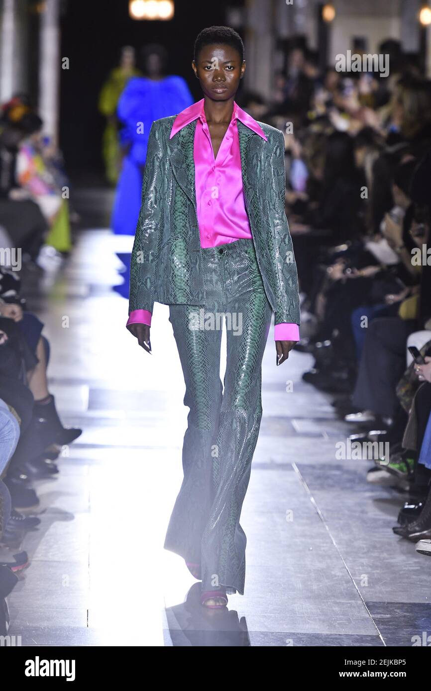 Model walks on the runway at the Mark Fast fashion show during Fall ...