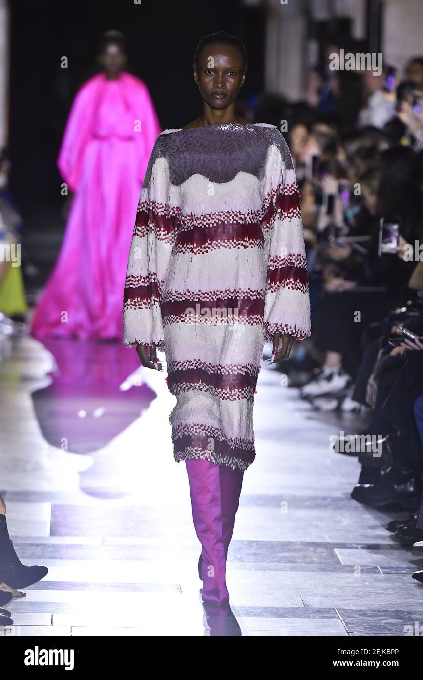 Model walks on the runway at the Mark Fast fashion show during Fall ...