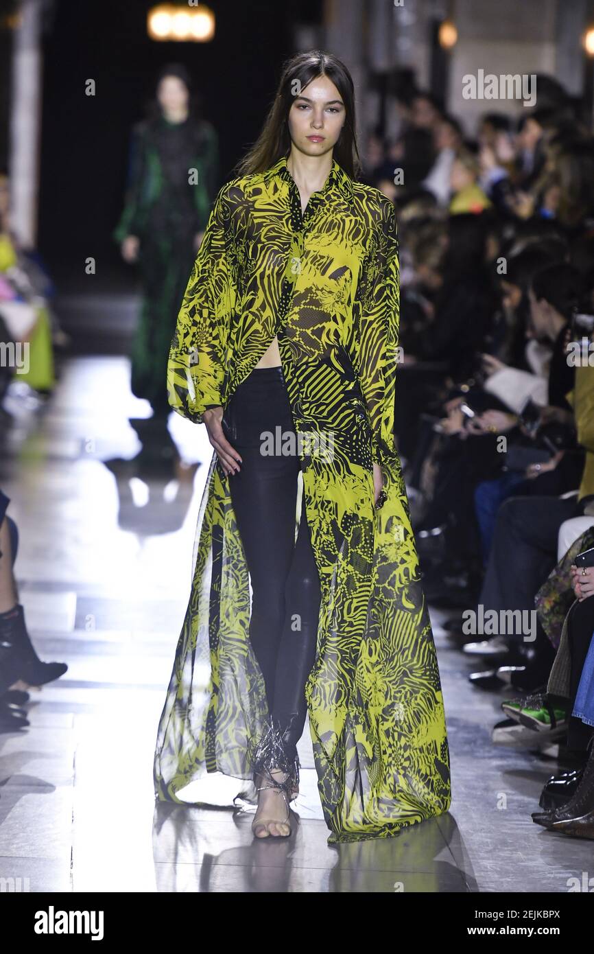 Model walks on the runway at the Mark Fast fashion show during Fall ...