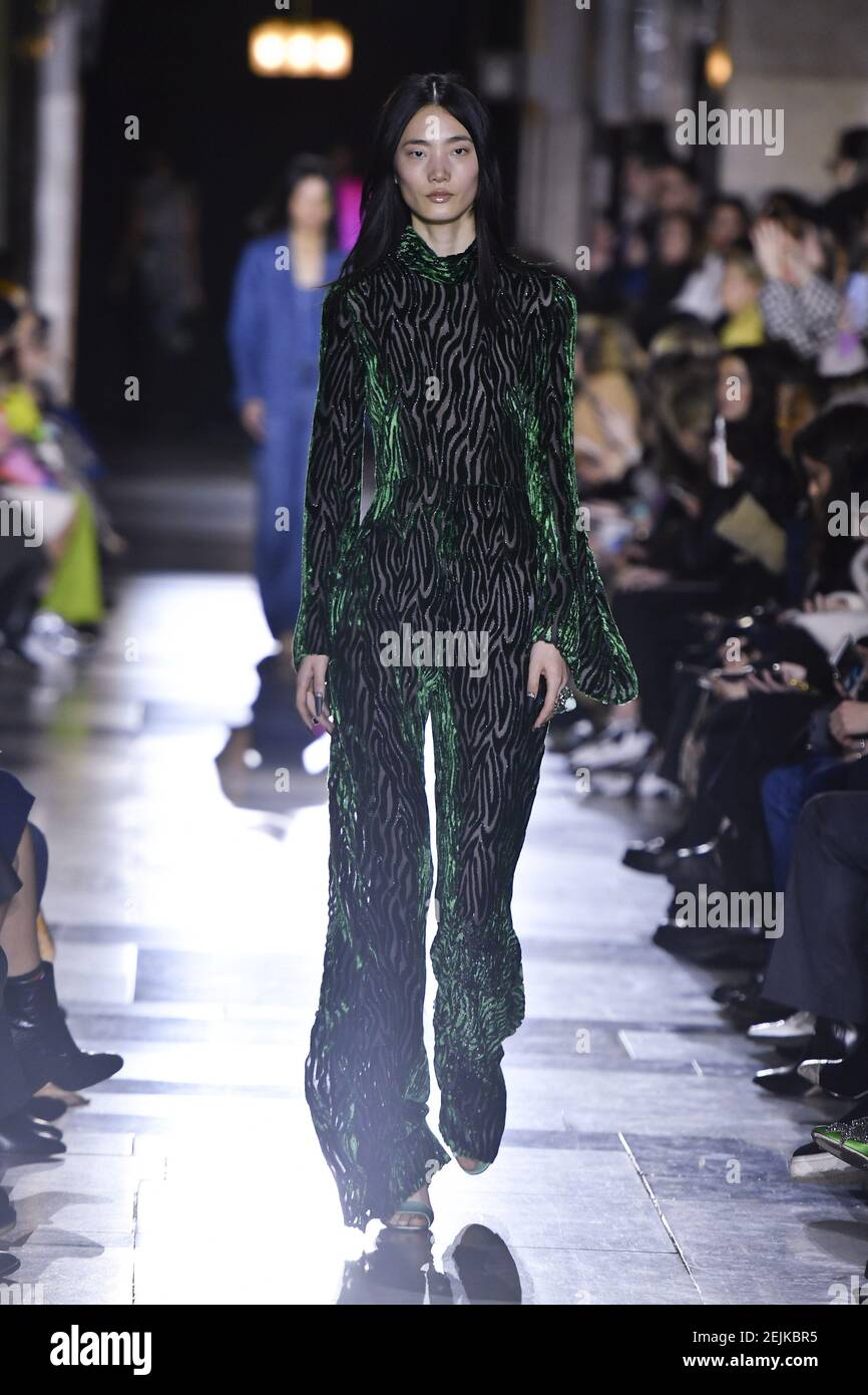 Model walks on the runway at the Mark Fast fashion show during Fall ...