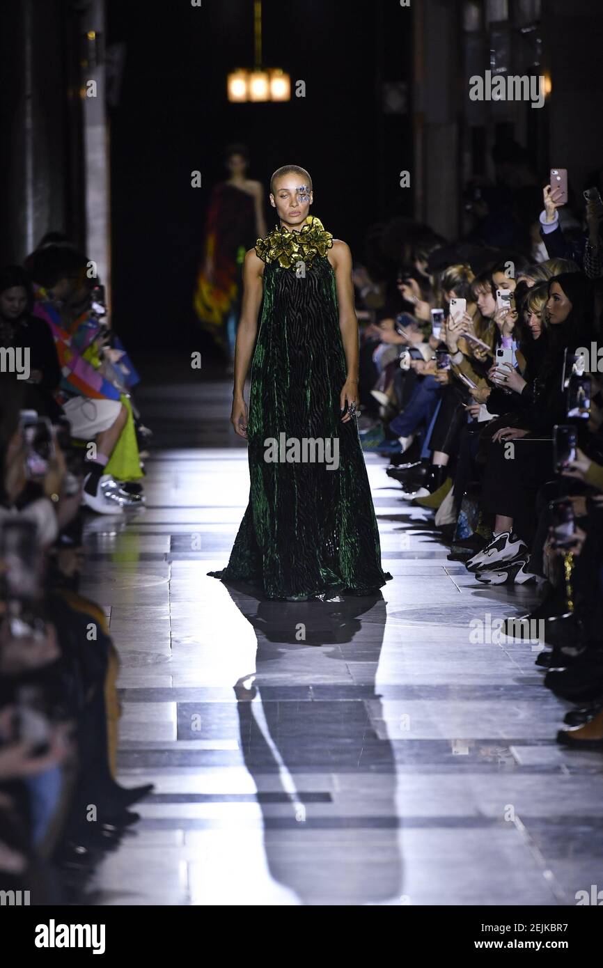 Model walks on the runway at the Mark Fast fashion show during Fall ...