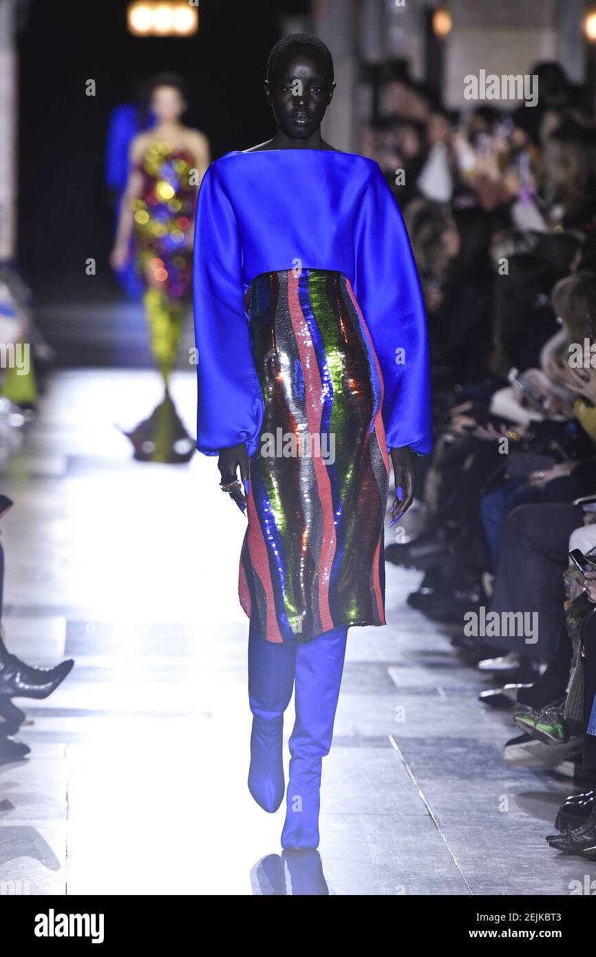 Model walks on the runway at the Mark Fast fashion show during Fall ...