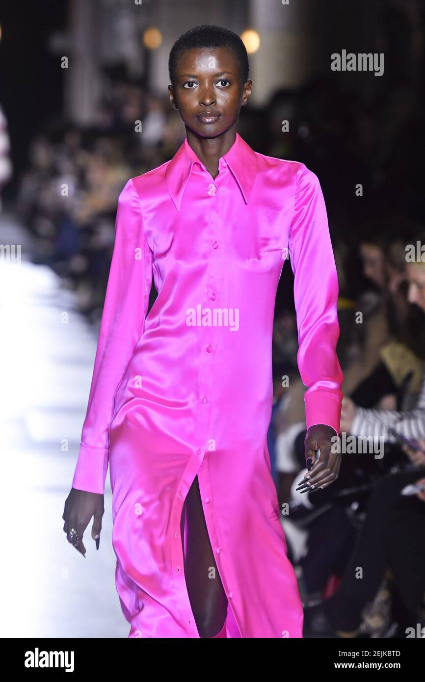 Model walks on the runway at the Mark Fast fashion show during Fall ...