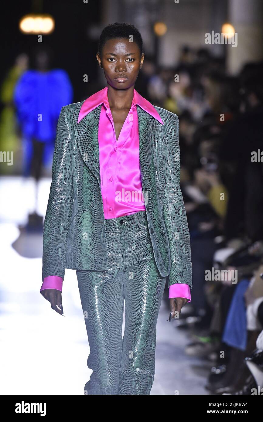 Model walks on the runway at the Mark Fast fashion show during Fall ...