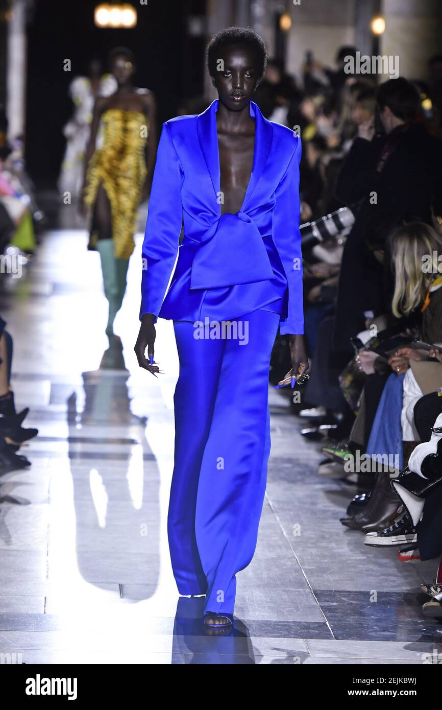 Model walks on the runway at the Mark Fast fashion show during Fall ...