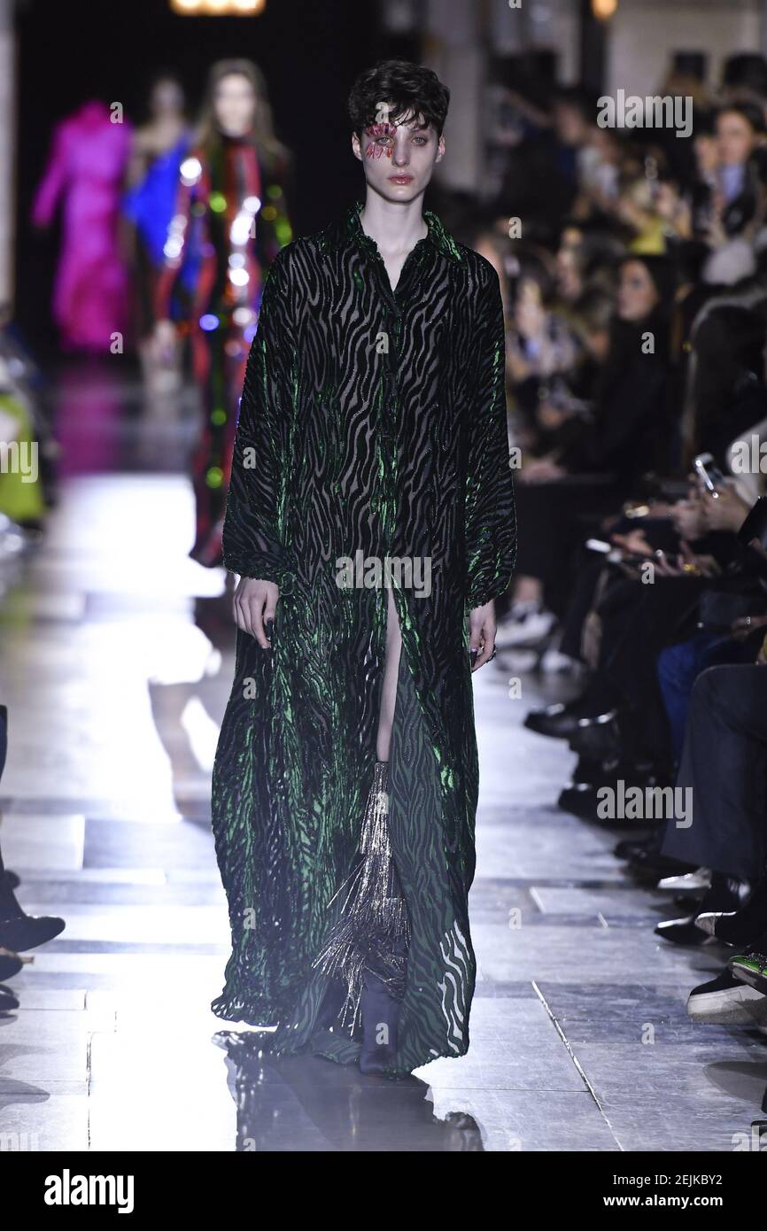 Model walks on the runway at the Mark Fast fashion show during Fall ...