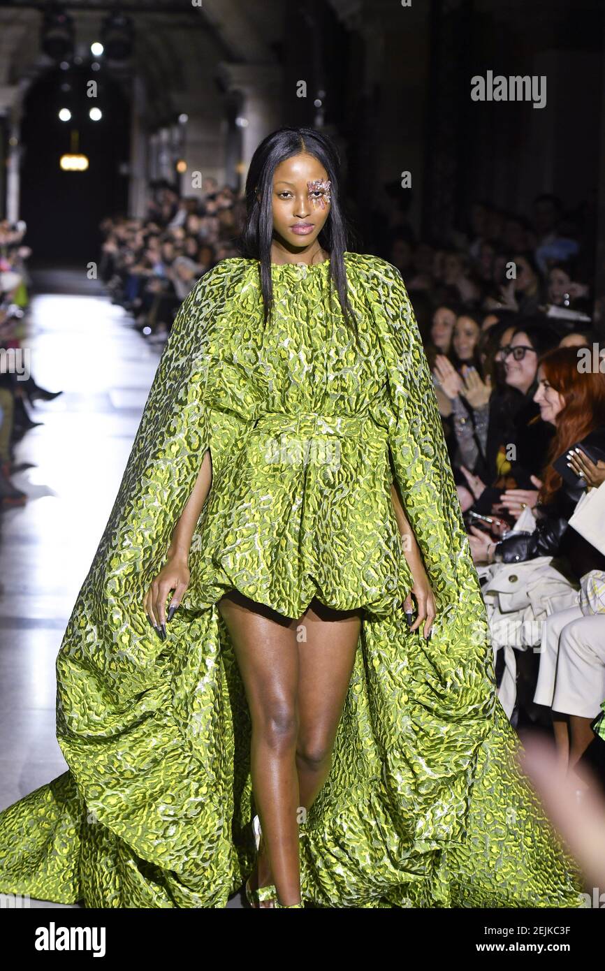 Model walks on the runway at the Mark Fast fashion show during Fall ...