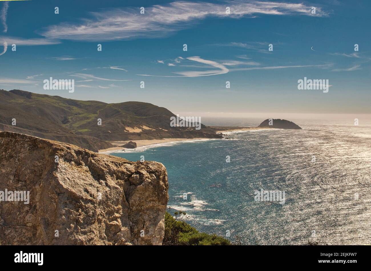 Point Sur, juts out into the Pacific Ocean at Big Sur, on Pacific Coast ...