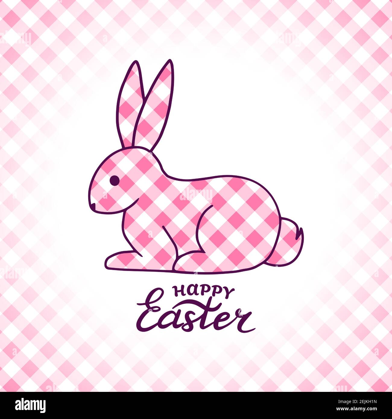 Cute rabbit on a checkered background. Suitable for Easter cards ...