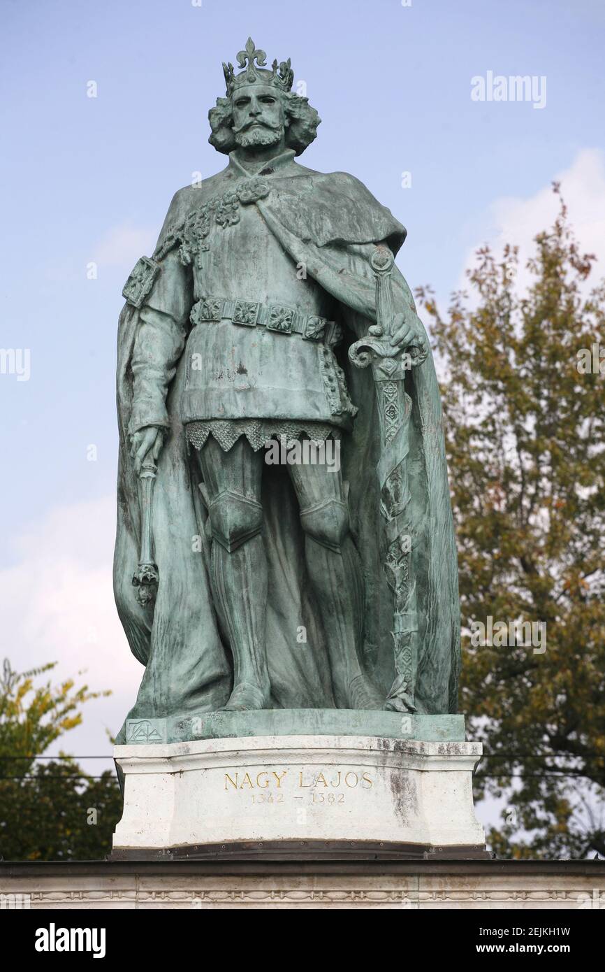 Louis the Great King of Hungary 1342-1382 on Heroes Square Budapest ...