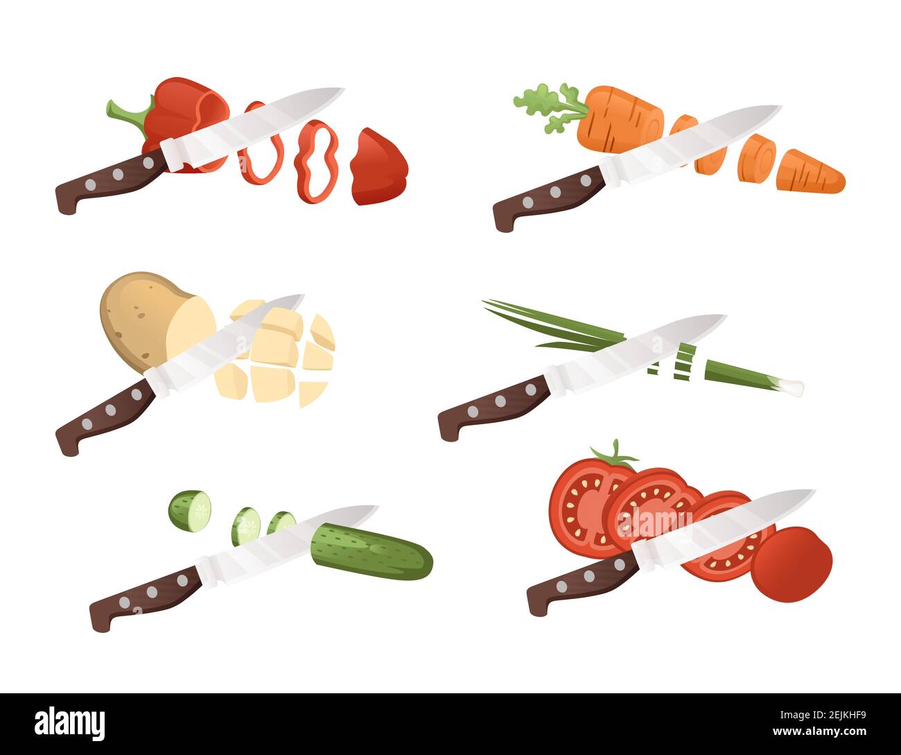 Set of chopped fresh ingredients for cooking food meat potato pepper ...