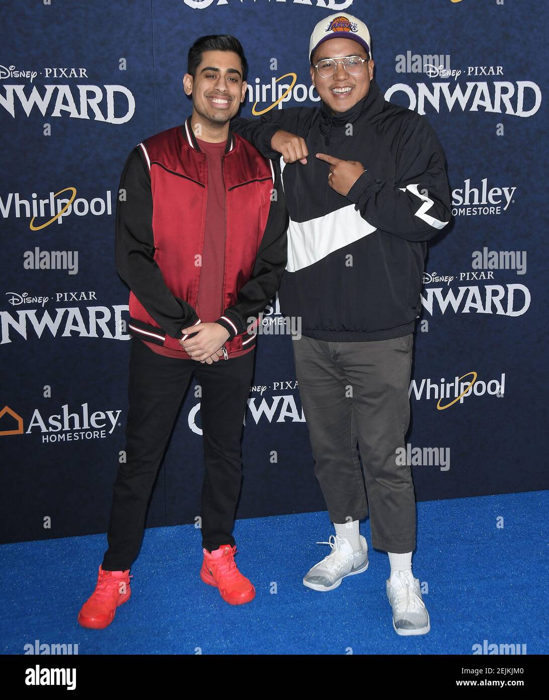(L-R) Omar Raja and C.J. Toledano arrives at the Disney And Pixar's ...