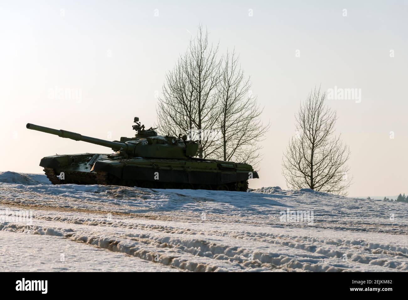 Old Russian tanks in Minsk, Belarus. This is place of largest tank ...