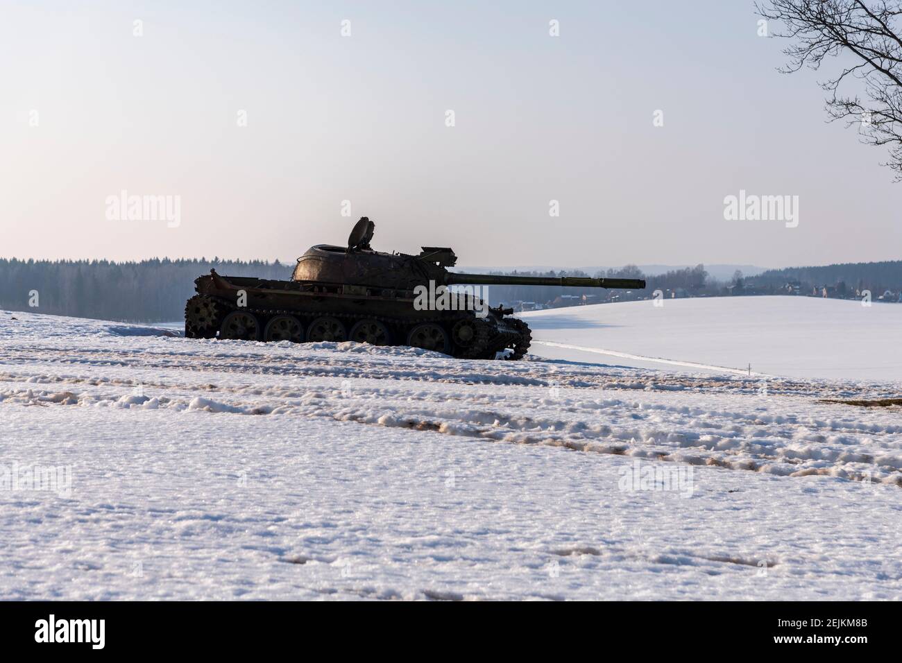 Old Russian tanks in Minsk, Belarus. This is place of largest tank ...