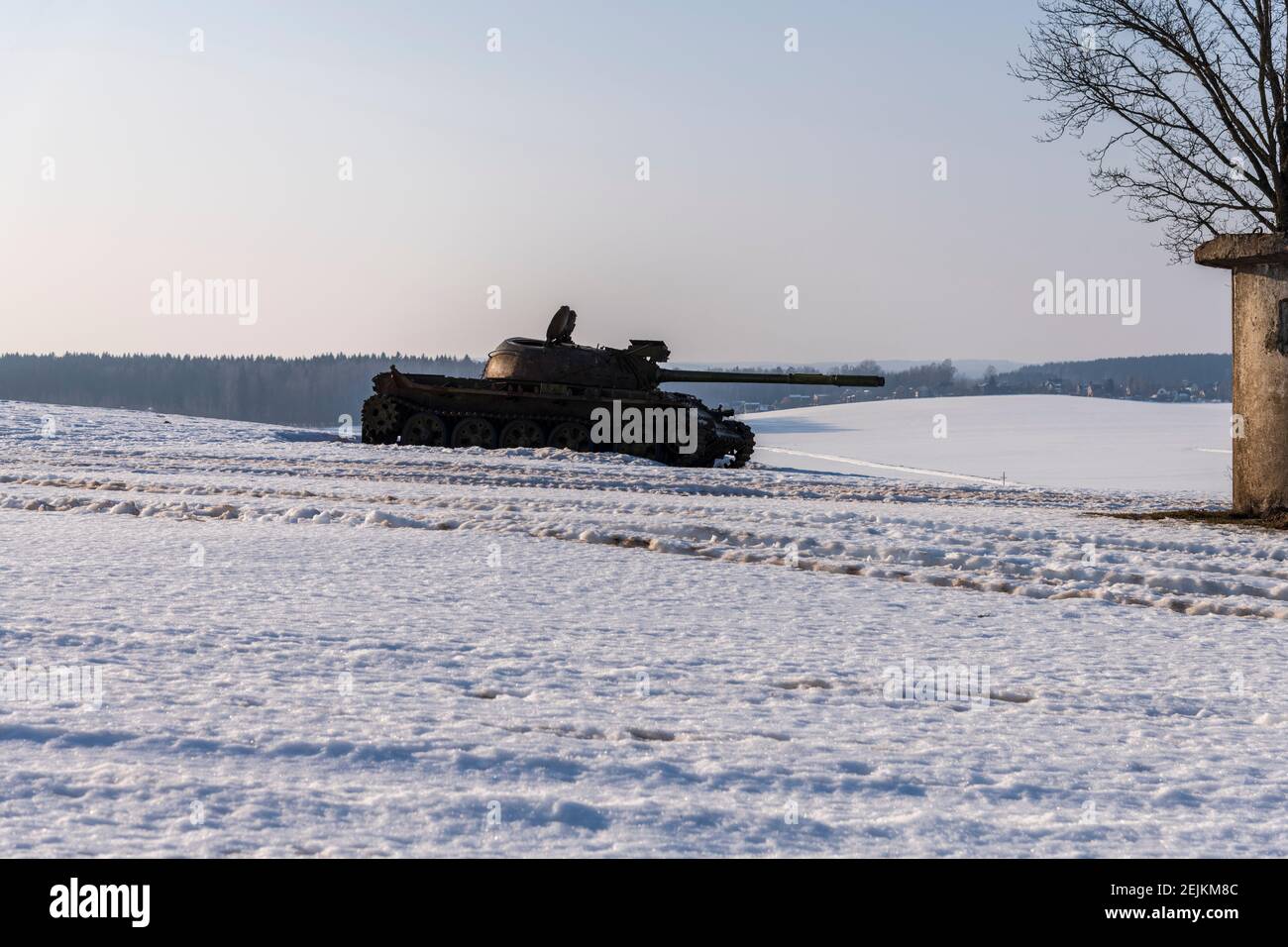 Old Russian tanks in Minsk, Belarus. This is place of largest tank ...
