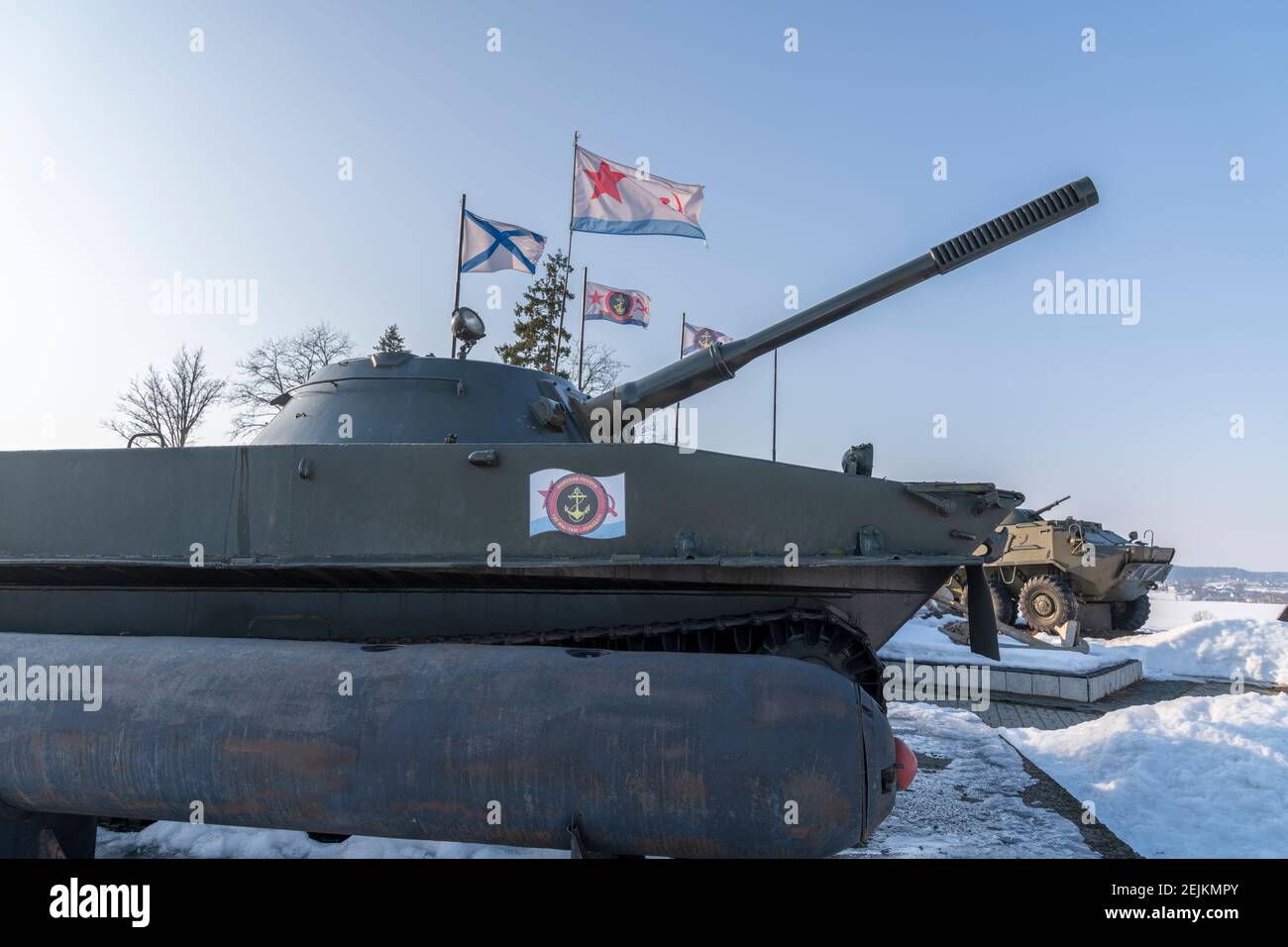 Old Russian tanks in Minsk, Belarus. This is place of largest tank ...