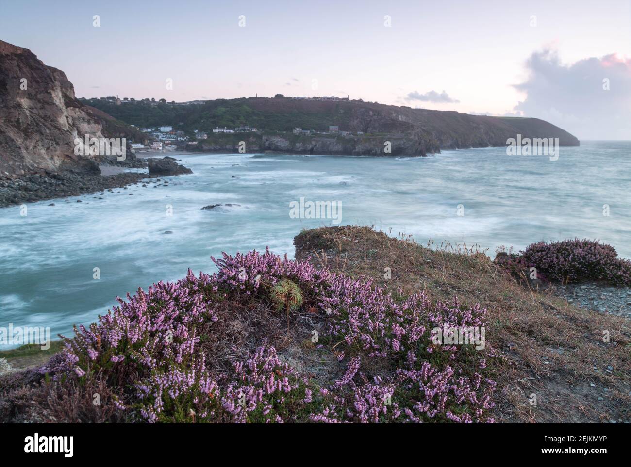trevellas Porth beach at sunset near trevaunance and st Agnes cornwall ...