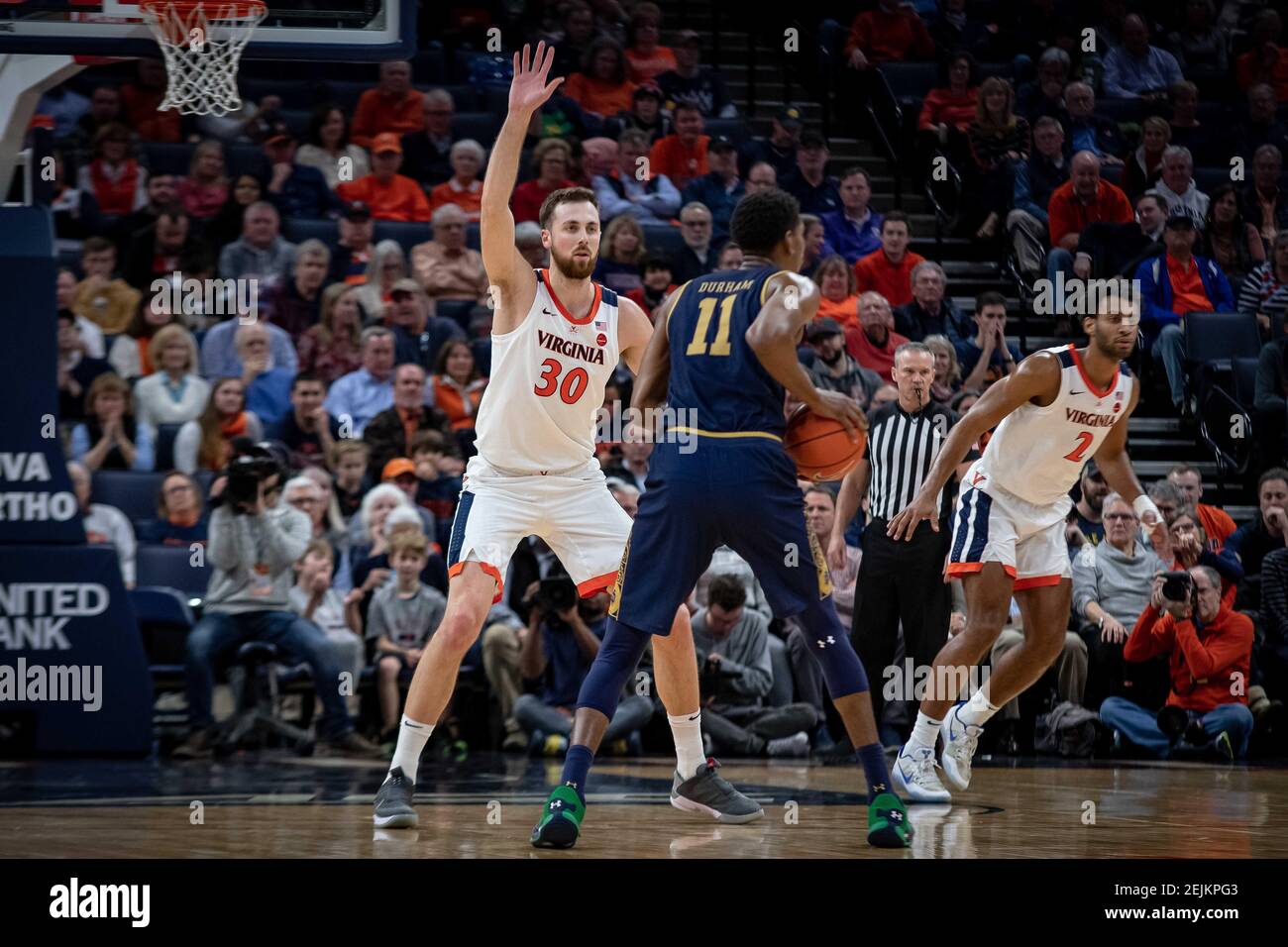 February 11, 2020: Virginia Forward Jay Huff (30) during the NCAA ...