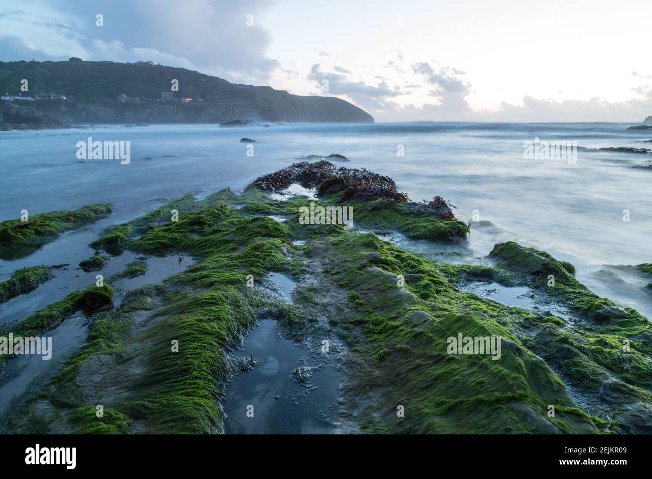 trevellas Porth beach at sunset near trevaunance and st Agnes cornwall ...