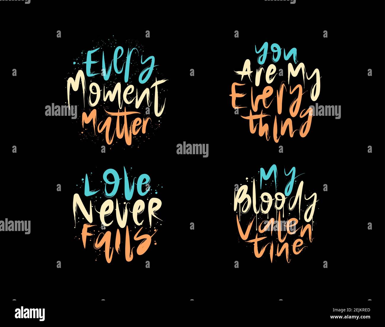 Set lettering Text on black background in vector illustration Stock ...