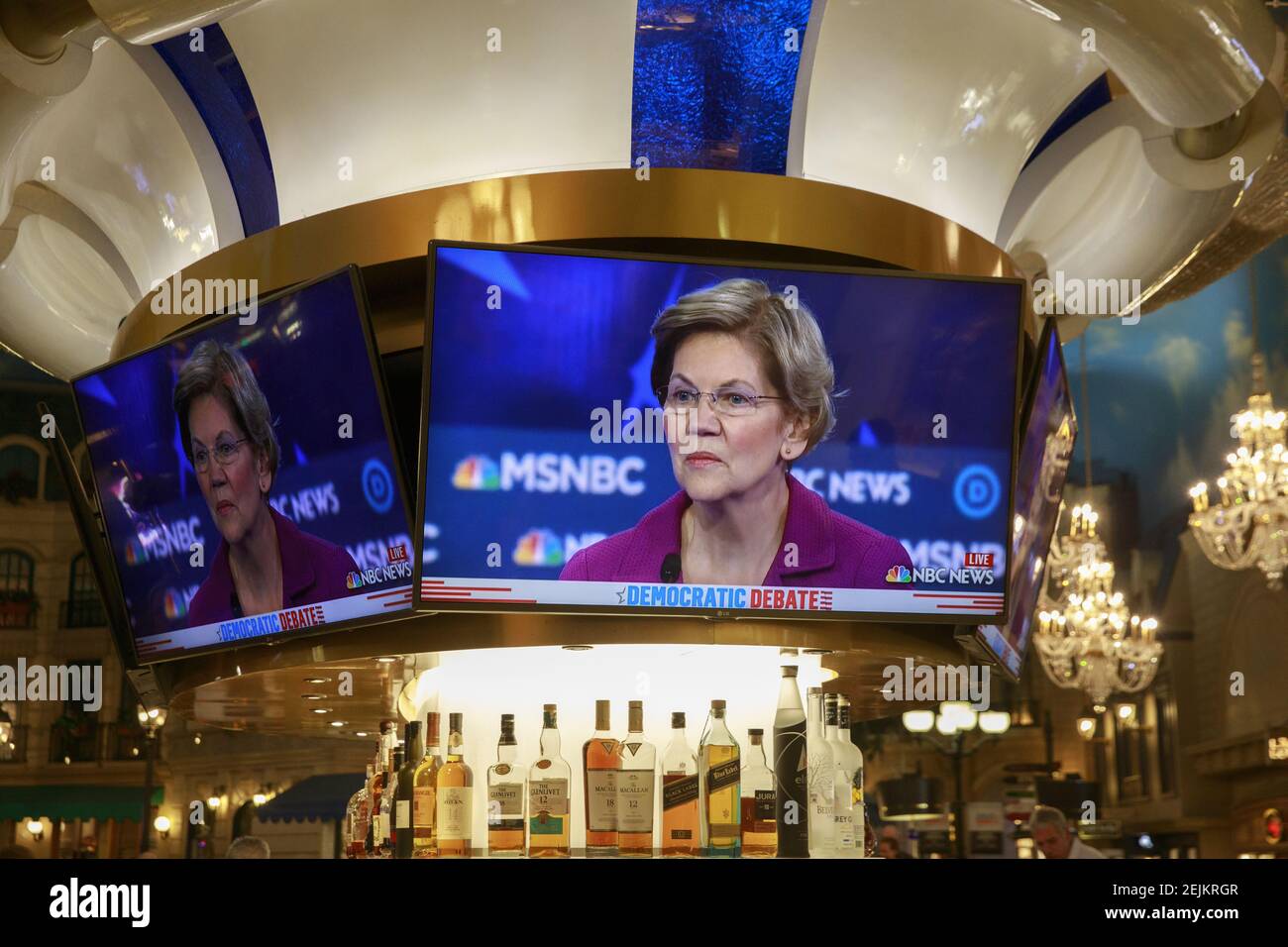 A television image of democratic presidential hopeful Elizabeth Warren ... A television image of democratic presidential hopeful Elizabeth Warren ...