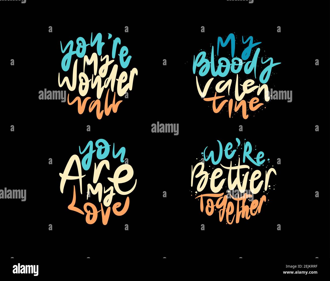 Set lettering Text on black background in vector illustration Stock ...