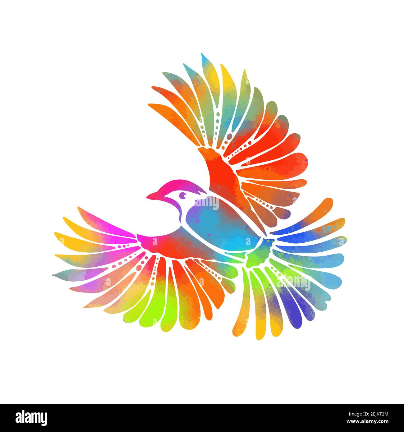 A multi-colored flying decorative bird. Vector illustration Stock ...