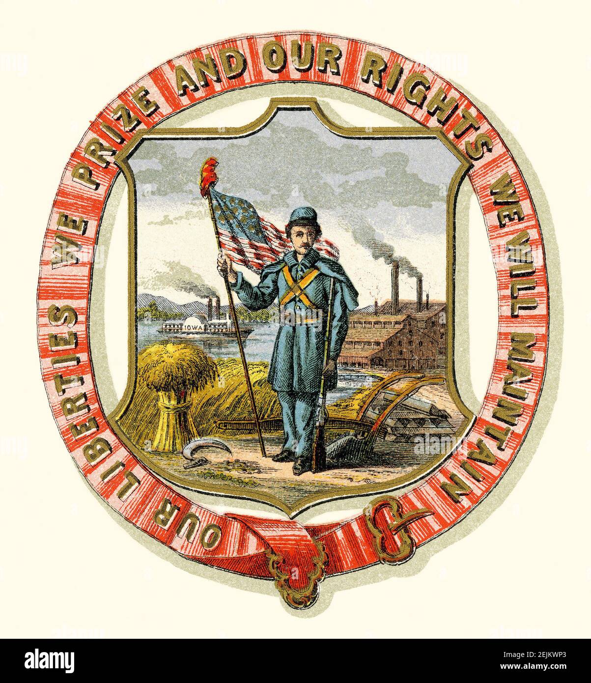 Historical coat of arms of Iowa state Stock Photo - Alamy