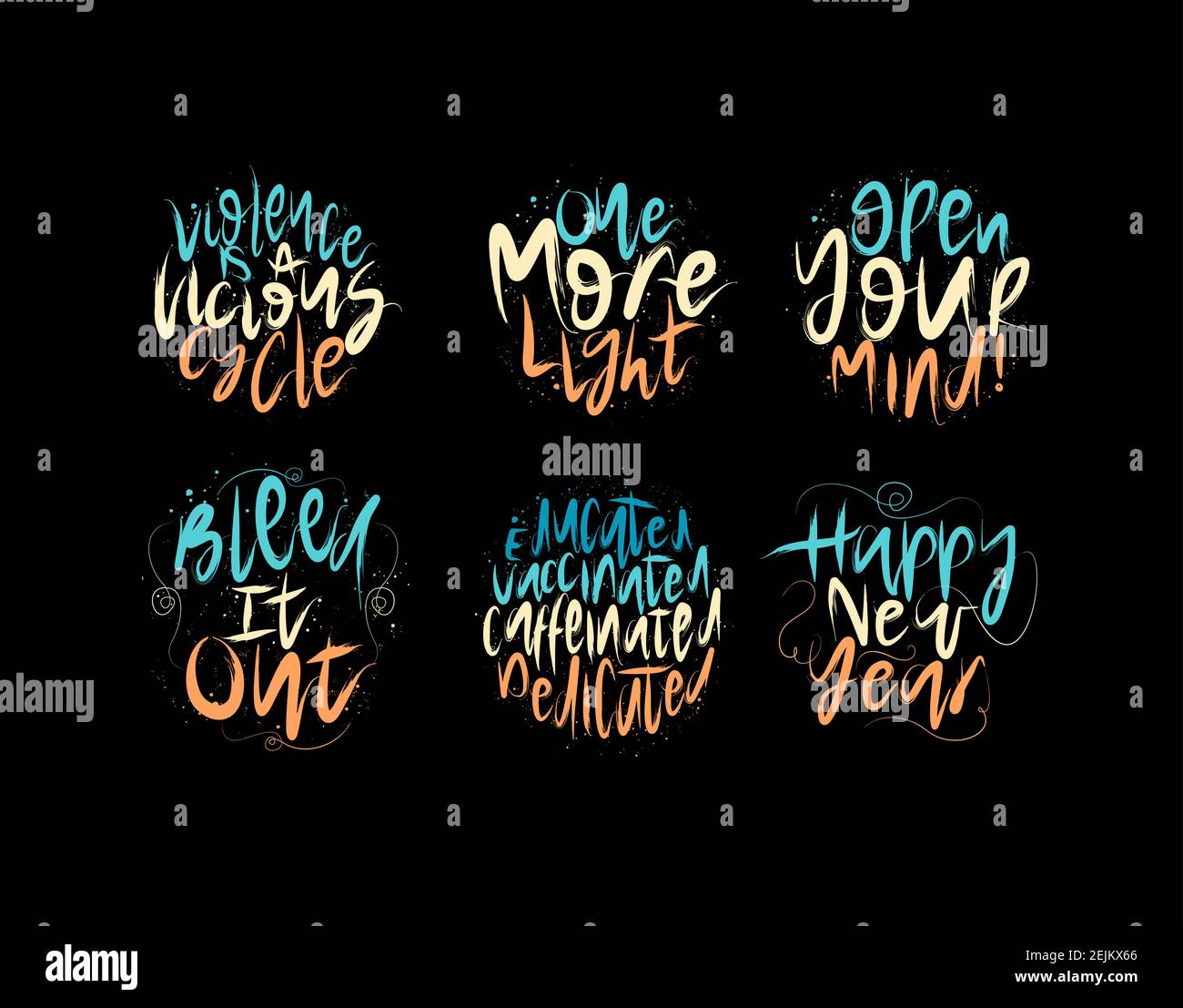 Set lettering Text on black background in vector illustration Stock ...