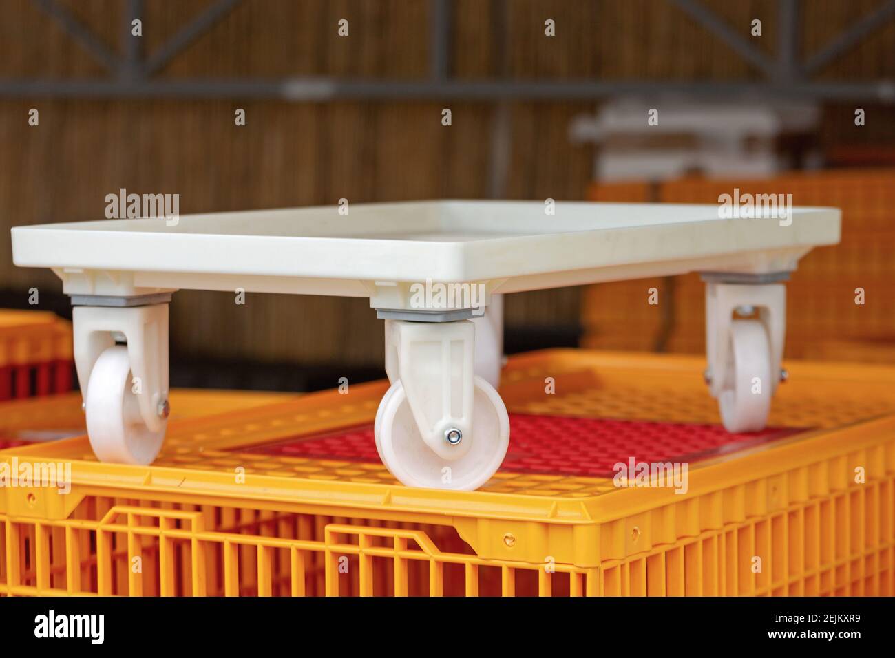 White Plastic Dolly Cart for Transport Delivery Stock Photo - Alamy