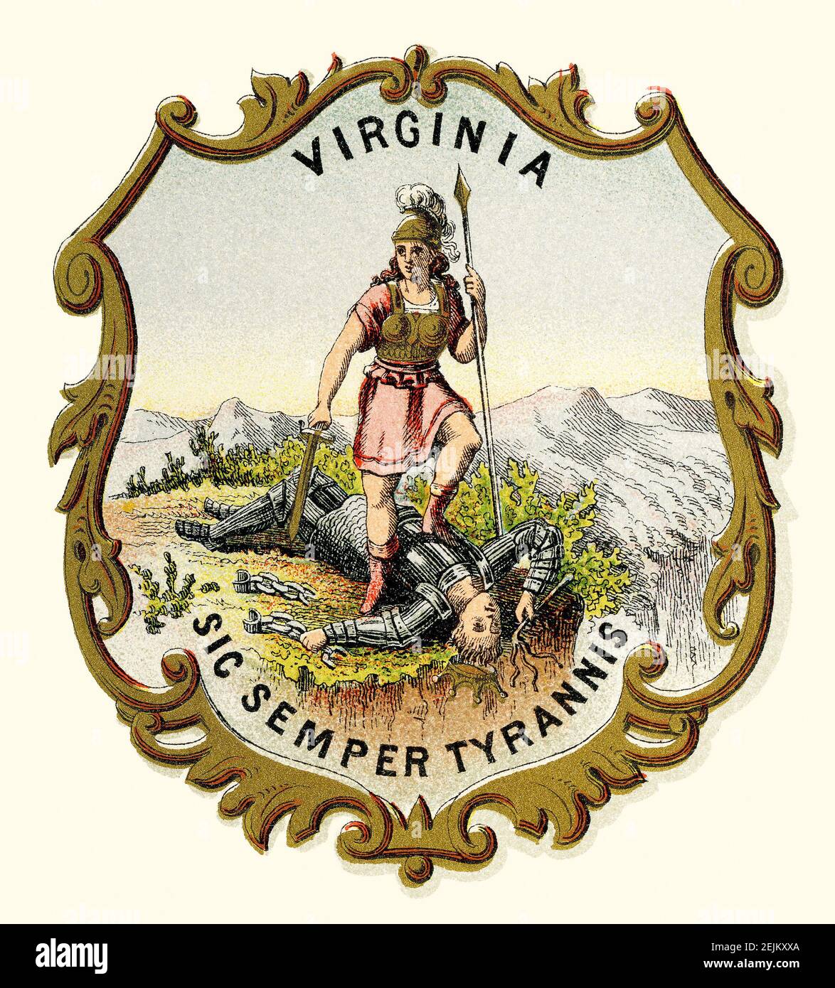 Historical coat of arms of Virginia state Stock Photo - Alamy