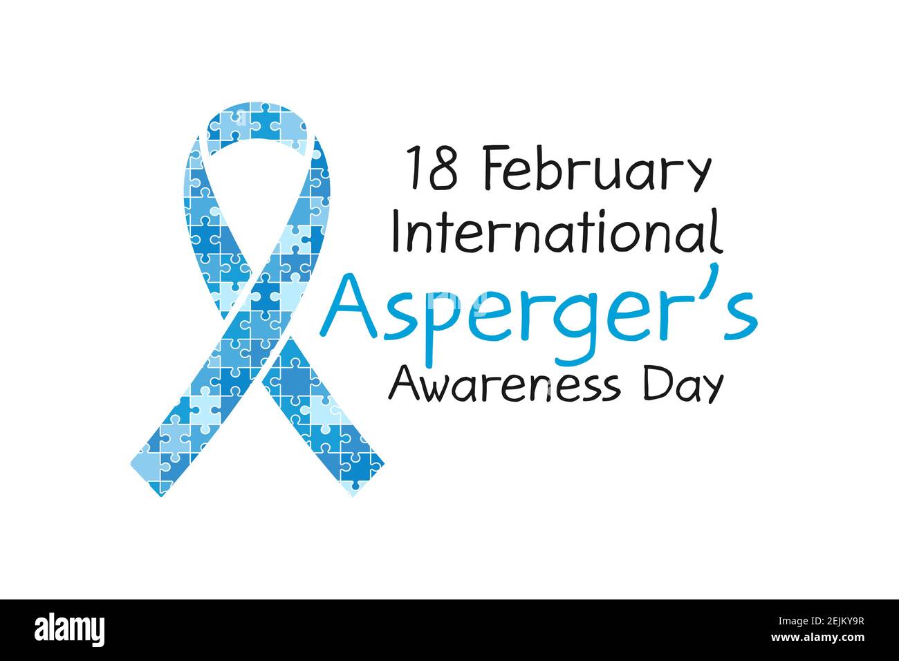 18 February World Aspergers awareness day banner. Symbol of autism ...