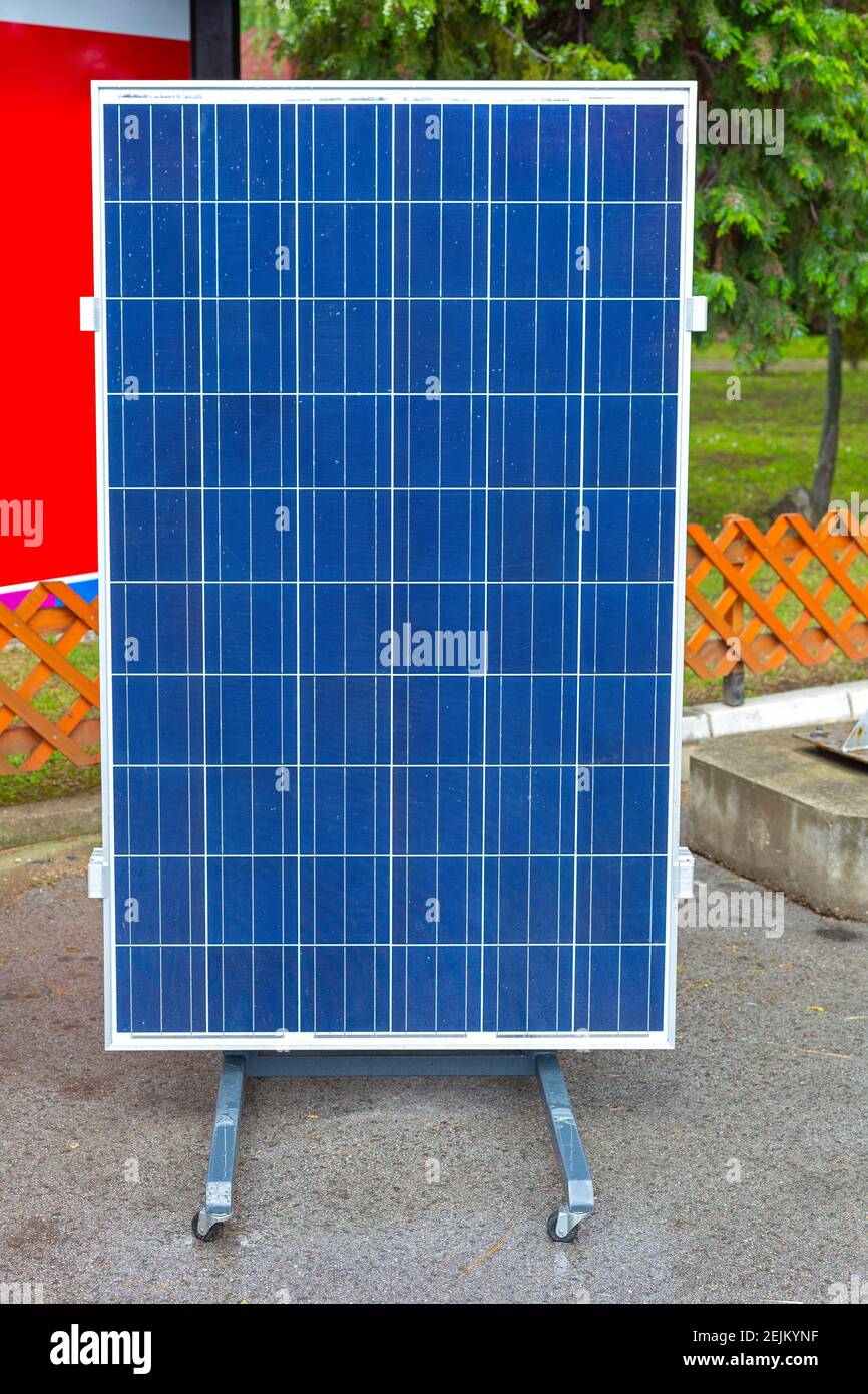 Blue Cells Photovoltaic Solar Panel Electric Energy Stand Stock Photo ...