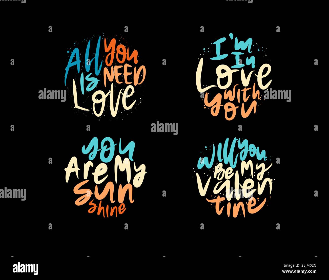 Set lettering Text on black background in vector illustration Stock ...