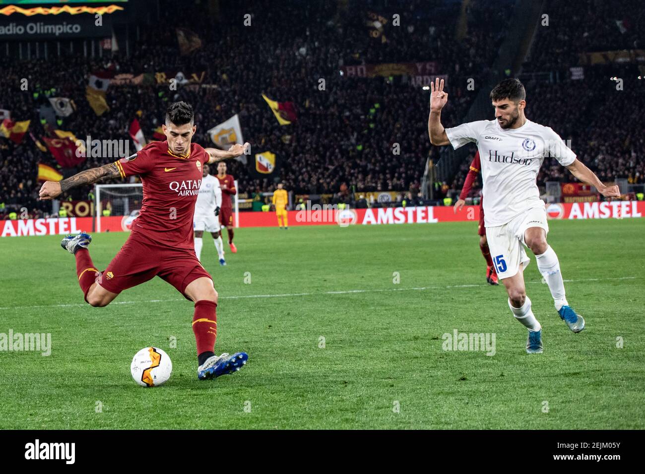 Diego Perotti of AS Roma seen in action during the UEFA Europa League ...