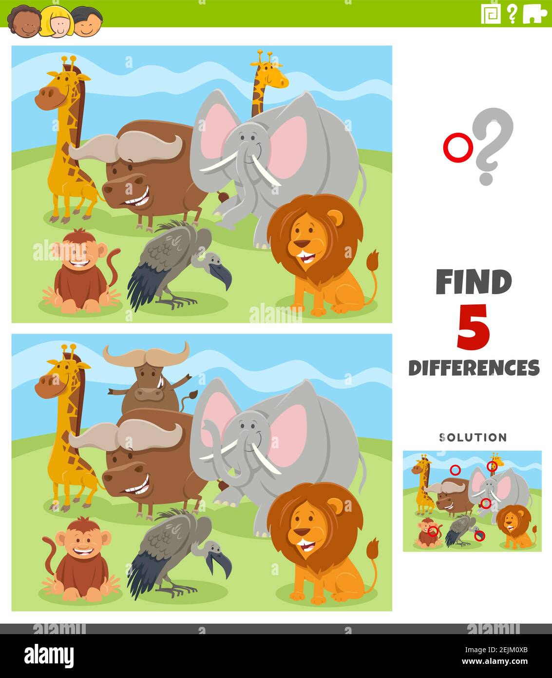 Cartoon illustration of finding the differences between pictures ...