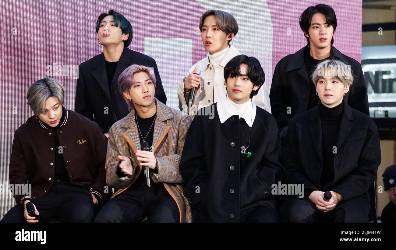 MANHATTAN, NEW YORK CITY, NEW YORK, USA - FEBRUARY 21: K-Pop Band BTS ...