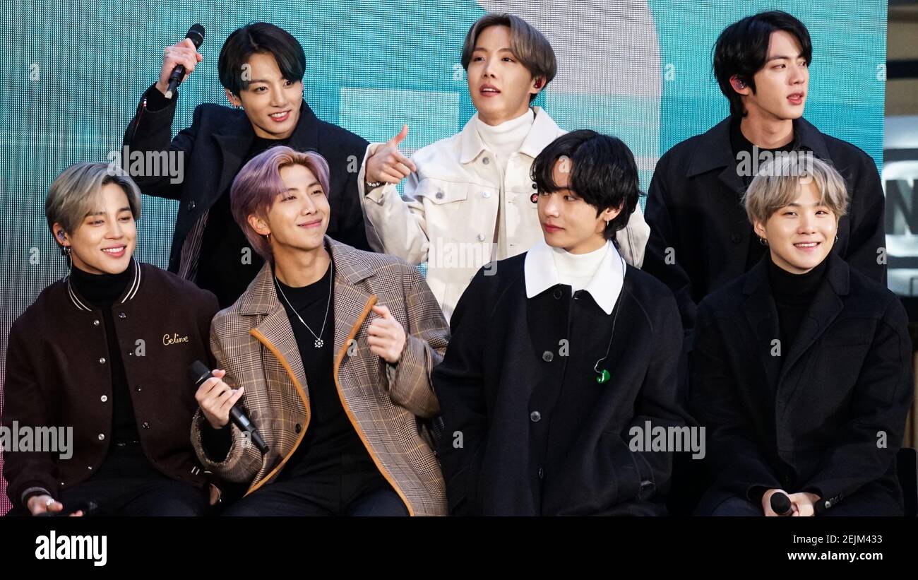 MANHATTAN, NEW YORK CITY, NEW YORK, USA - FEBRUARY 21: K-Pop Band BTS ...