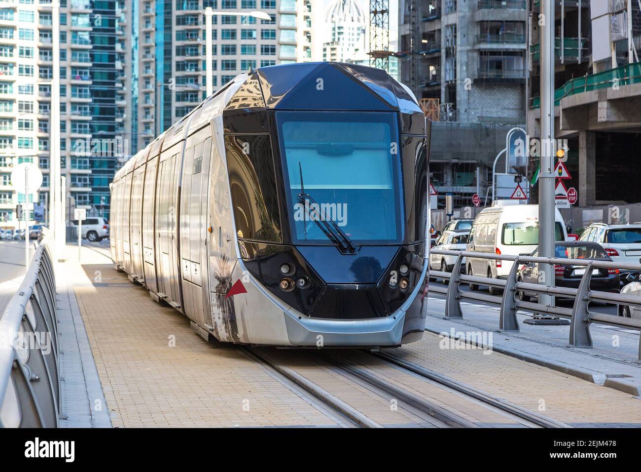 New modern tram in Dubai, United Arab Emirates Stock Photo - Alamy