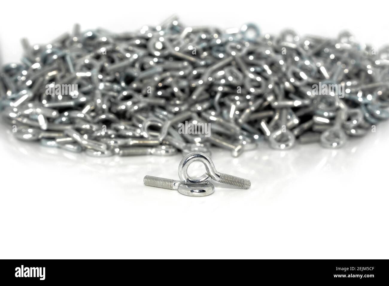 A couple of isolated industrial galvanized eye bolts Stock Photo - Alamy