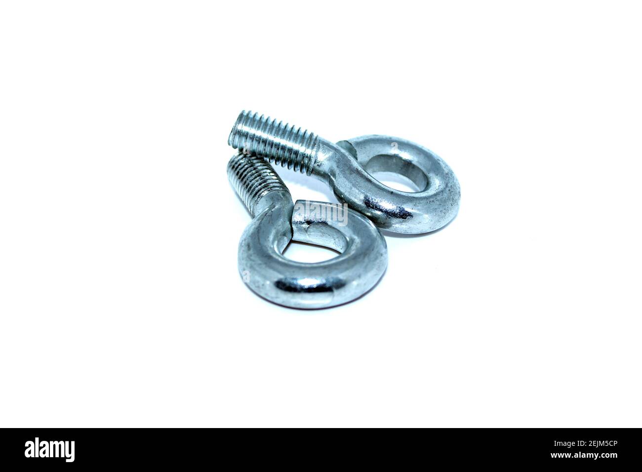 A couple of isolated industrial galvanized eye bolts Stock Photo - Alamy
