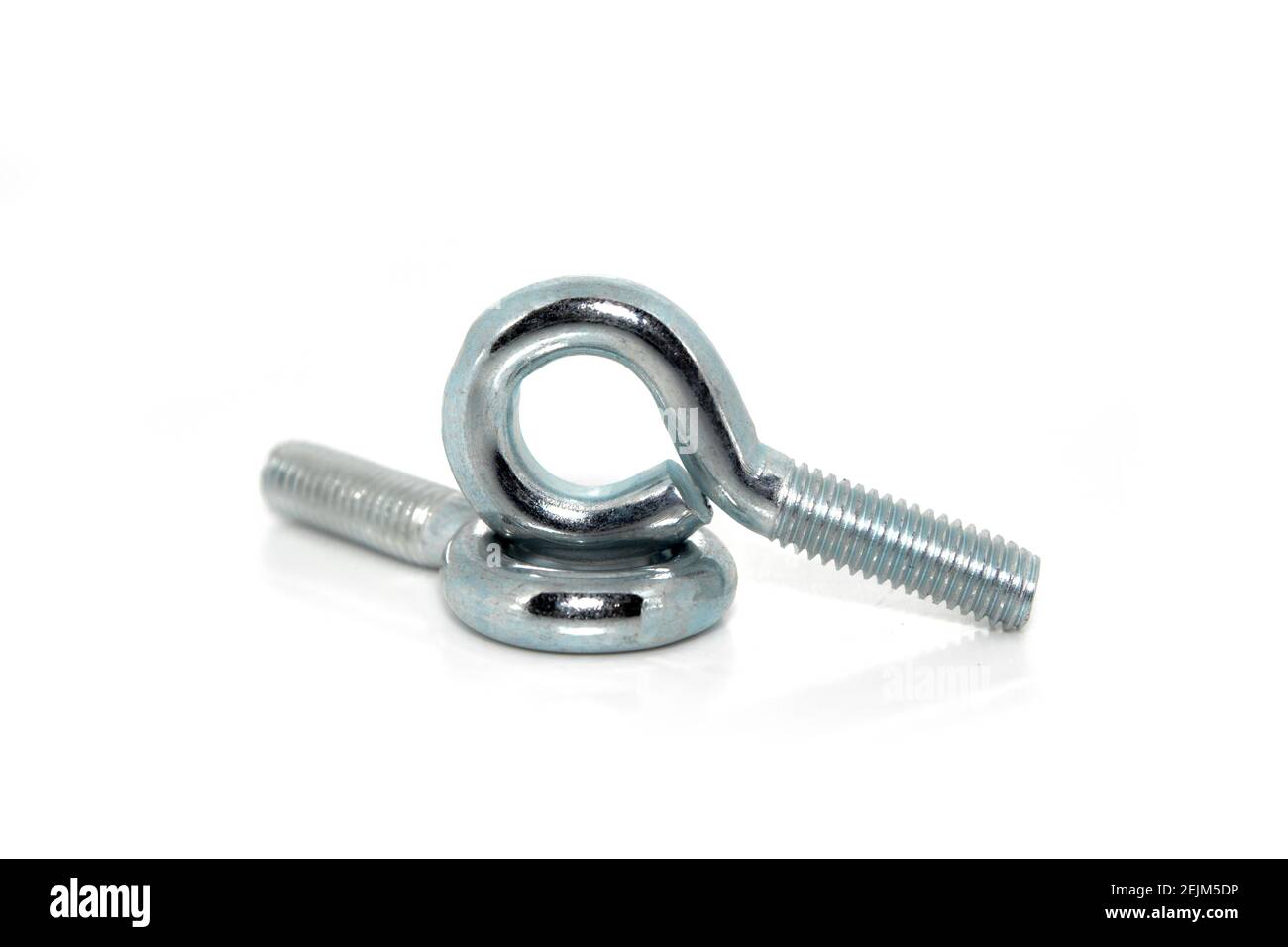 A couple of isolated industrial galvanized eye bolts Stock Photo - Alamy