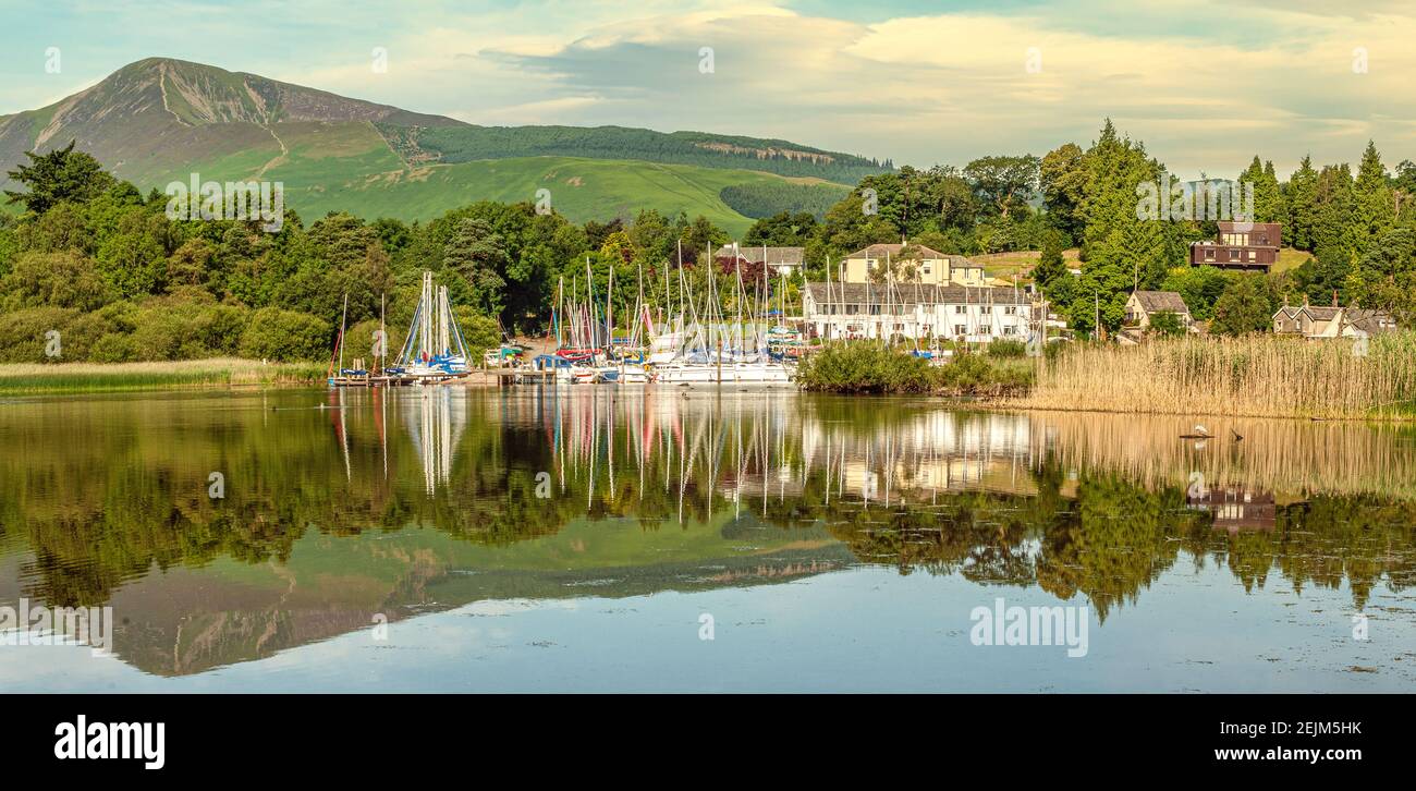 Marina at Derwent Water, one of the main lakes in the Lake District ...