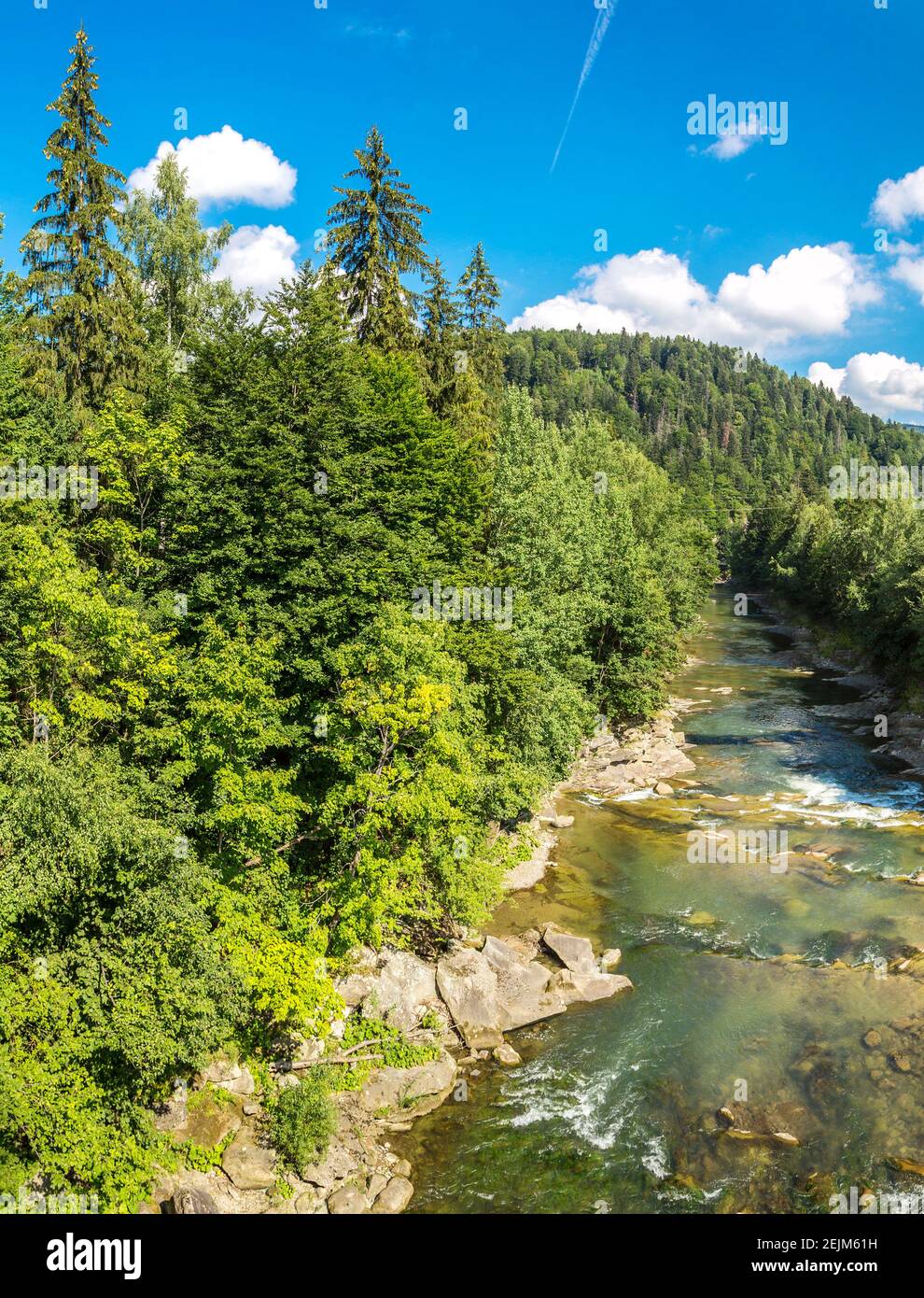 The mountain river Prut and waterfalls in Yaremche, Carpathians ...