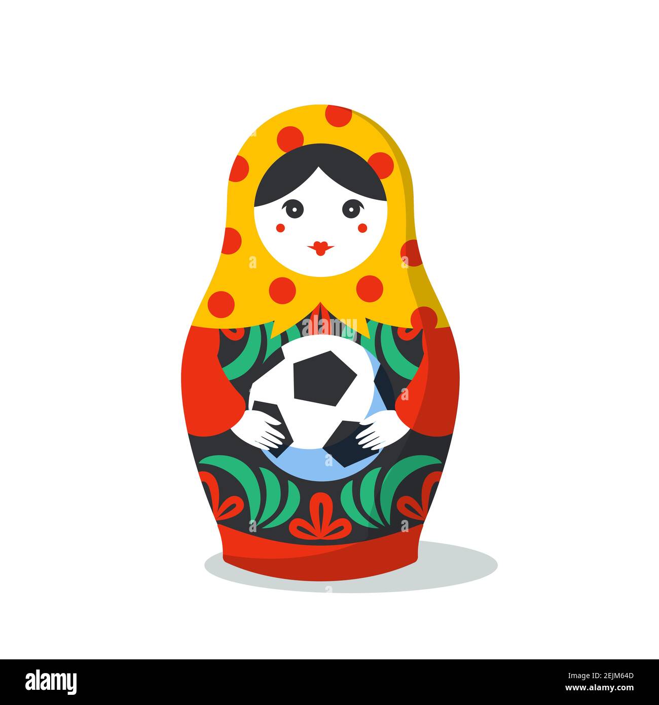 Russian Matrioshka. Russia symbol with soccer ball. Vector traditional ...