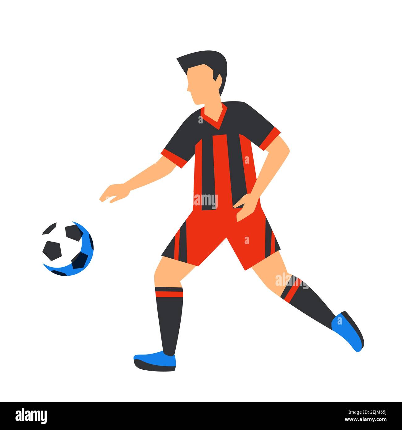 Abstract red football player with ball. Soccer player Isolated on a ...